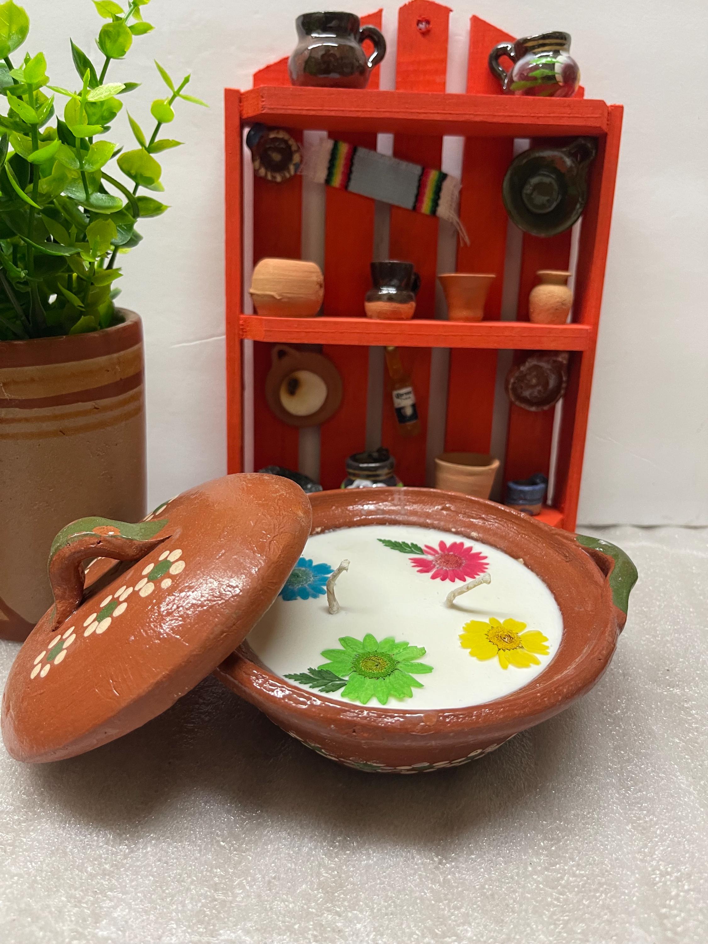 Mexican Cazuelita Scented Candle.cazuelita De Barro Candle. Organic Soy ...