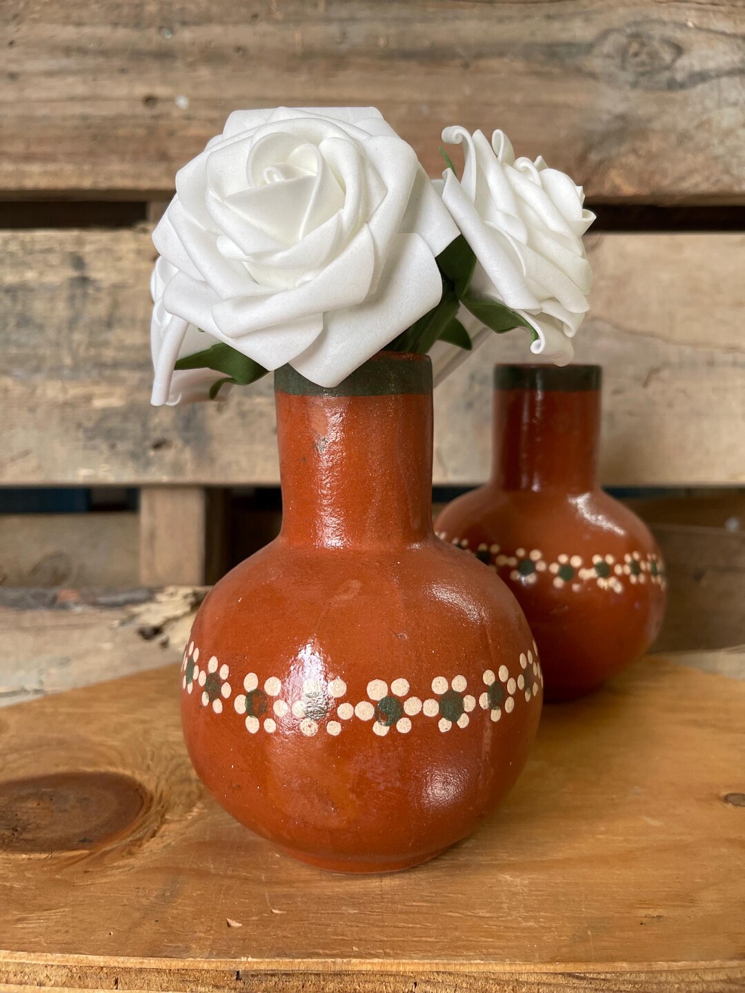 Mexican- Terracotta Flower Vase.jarro Flower Vase, Hand Painted ...
