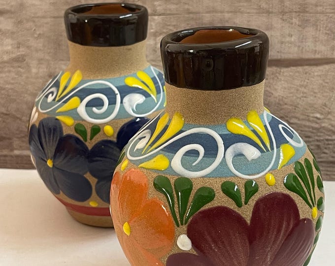 Mexican Flower Vase.jarro Flower Vase, Hand Painted. Mexican Clay ...
