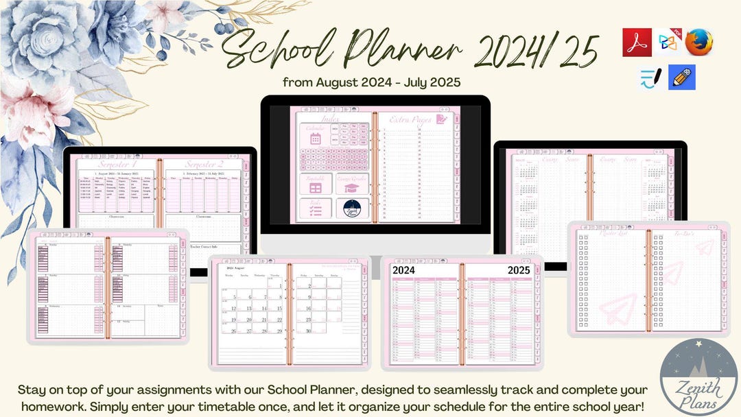 Digital School Planner 24/25, Timetable, Homework Organizer, iPad ...