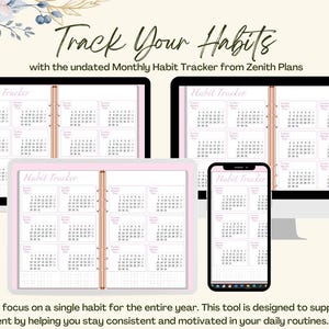 12-month Digital & Printable Habit Tracking PDF, Undated Tracking Sheet ...