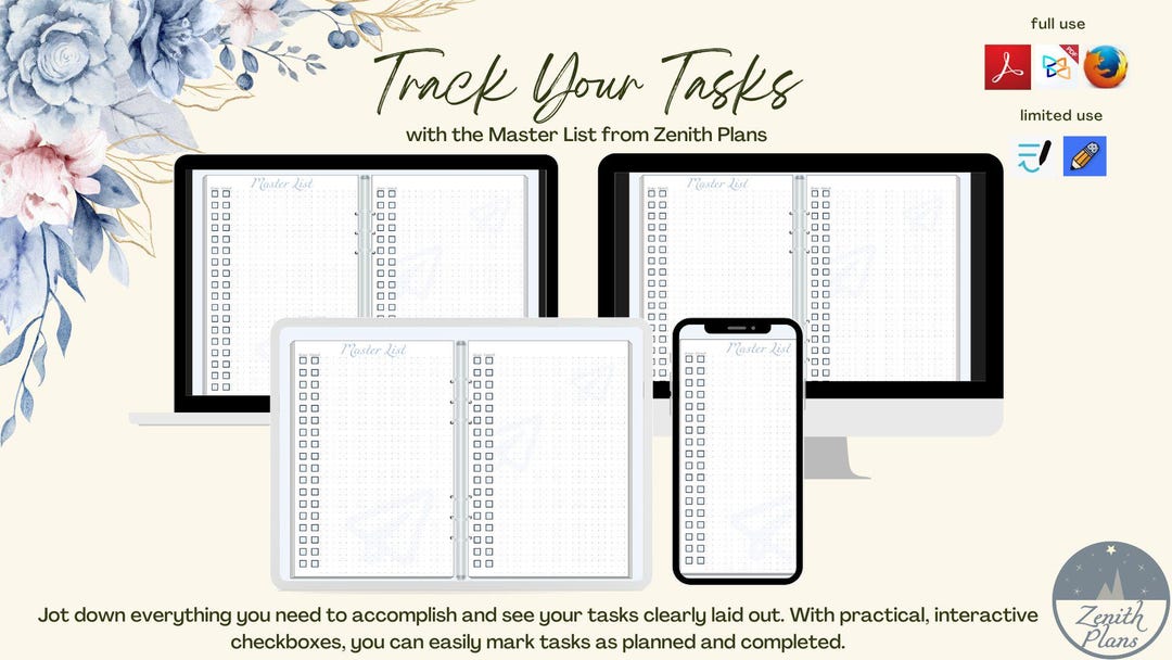Master List, Interactive Task Tracker, To-do Planner, Digital Task List ...