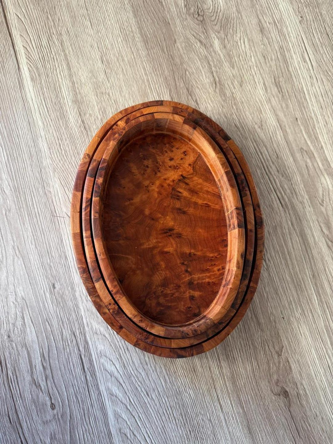 Set of 3 Thuya Wood Trays – Handmade Trays – Decoration and Serving ...