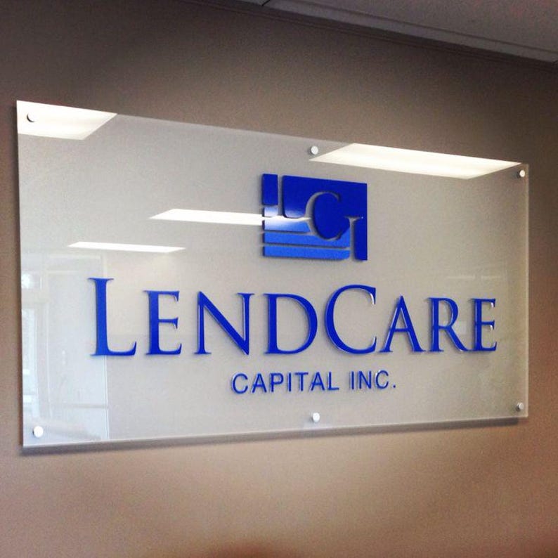 Acrylic Rectangular Business Logo Signs, Unique Wall and Door Office ...