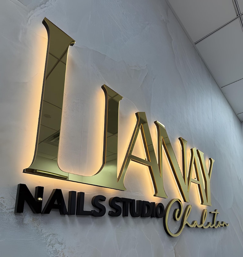 Custom 3D Metal Signage, Salon Logo Sign, Backlit Business Signs ...