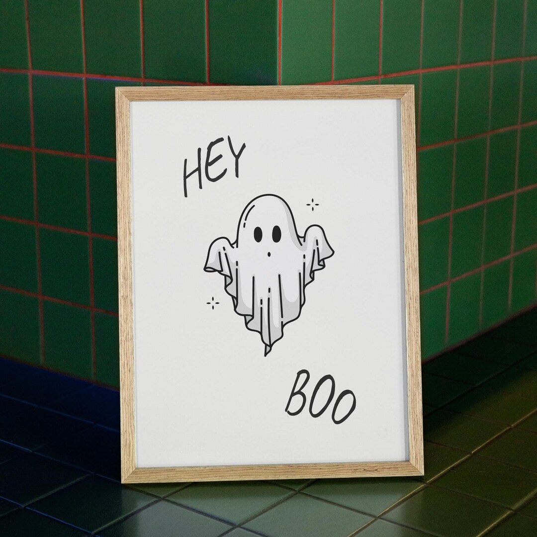 Halloween Cute Funny Ghost Poster Minimalist Quote Prints Wall Art Home ...