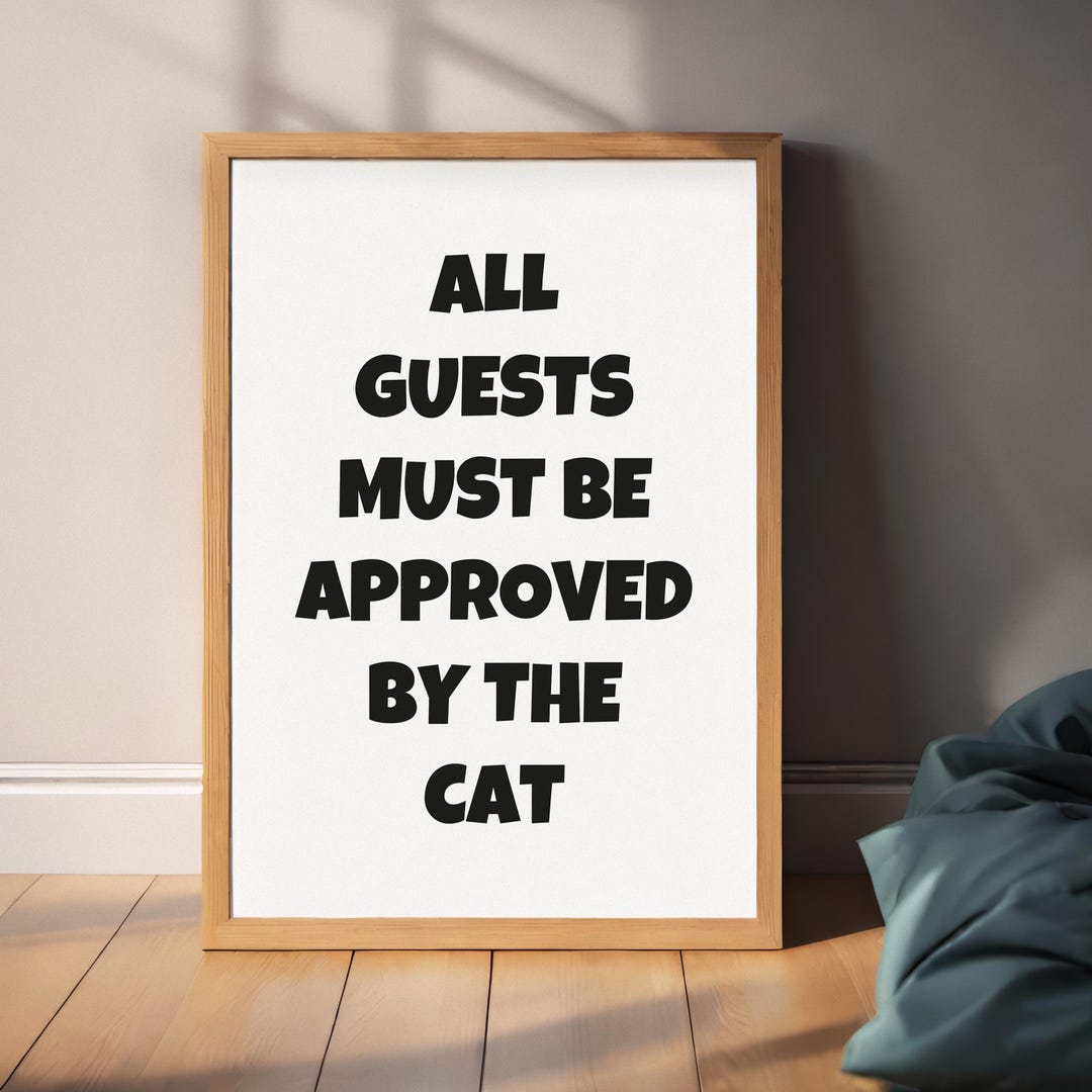 Funny Cat Print Printable Home Decor Cat Owner Gift Welcome Door Sign ...