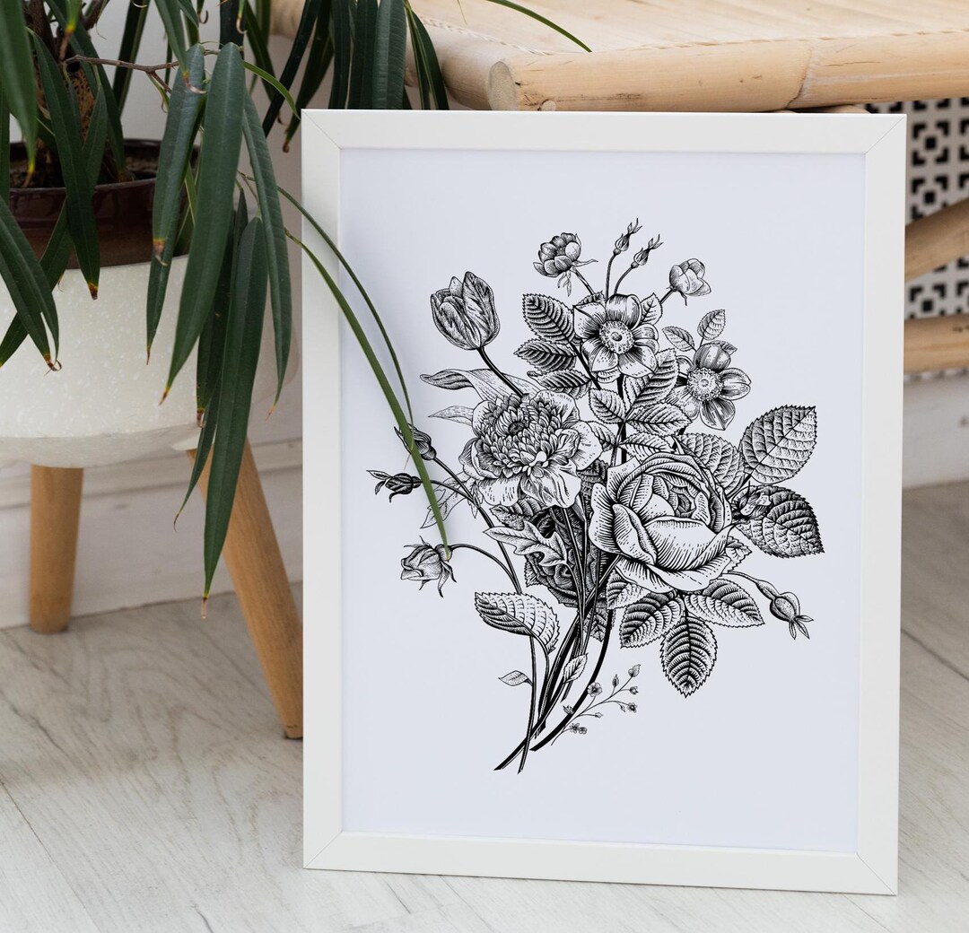 Charming Floral Design Vintage Poster Instant Download Flower Market ...