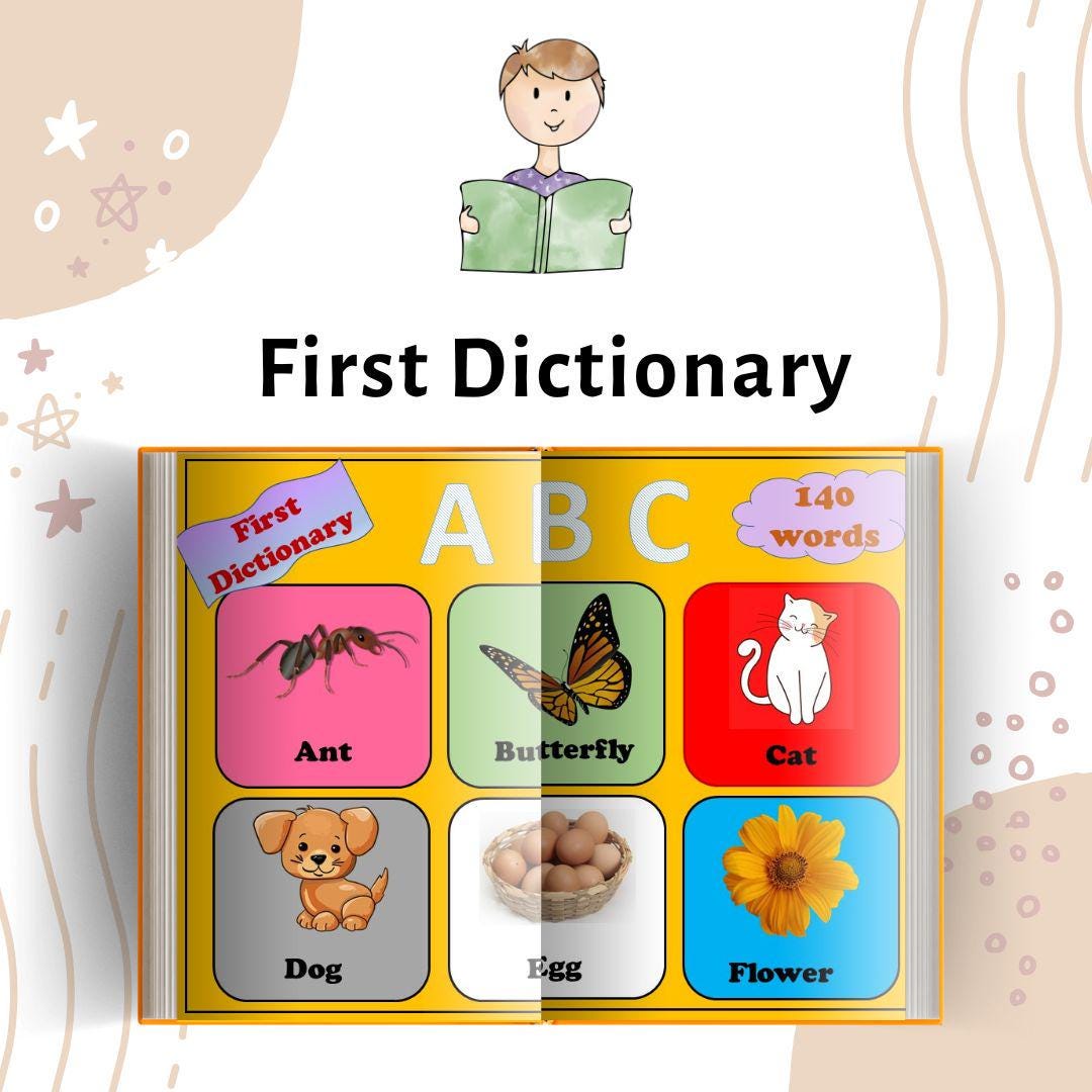 First Dictionary for Kids, Alphabet Picture Dictionary, 140 Words ...