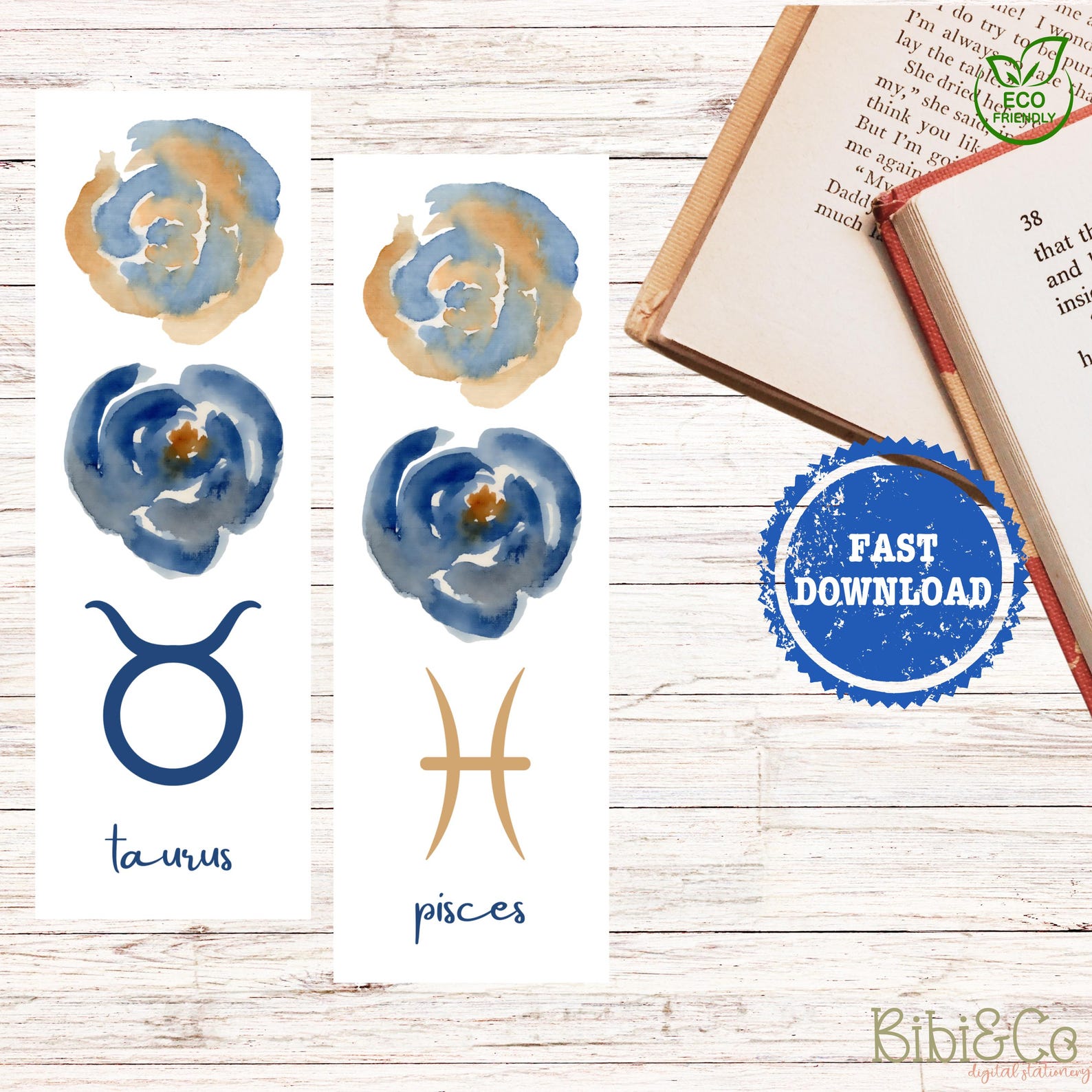 Zodiac Sign Bookmark Printable Watercolor Bookmark Custom Bookmark ...