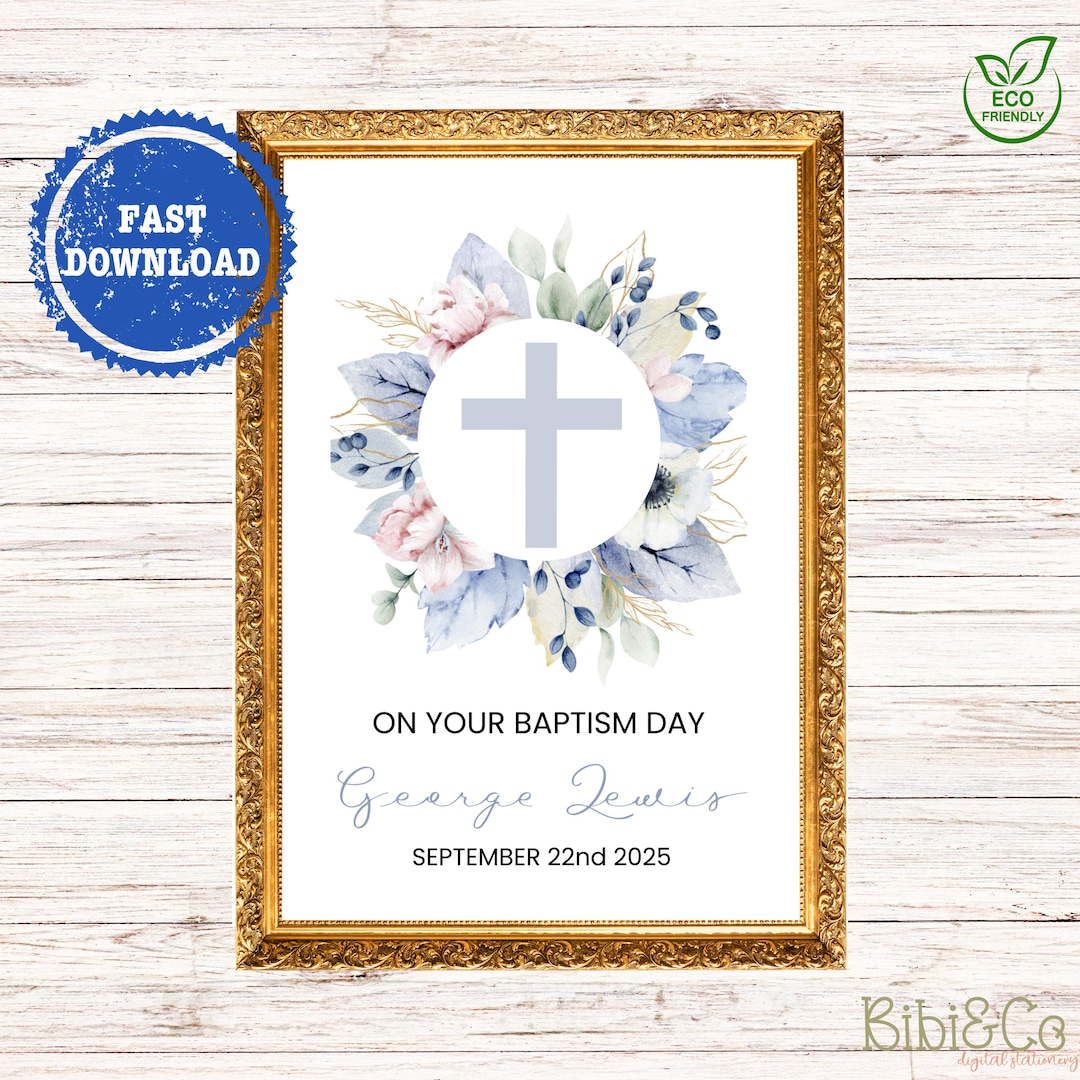 Personalized Baptism Gift Wall Art, Custom Name Baptism Poster ...