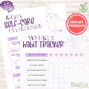 Self Care Challenge & Habit Tracker Bundle, Self Care Checklist, Self ...