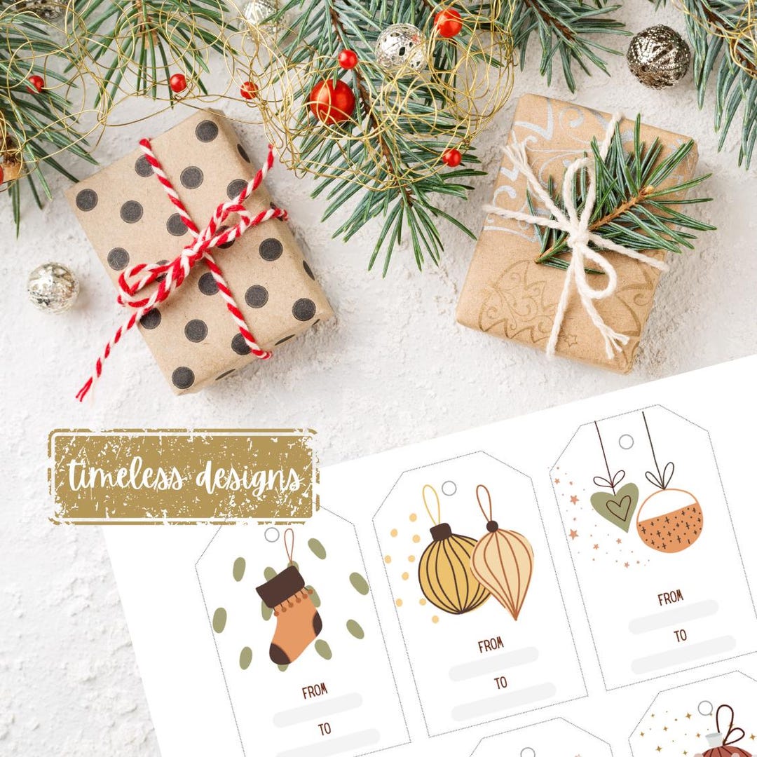 Printable Christmas Gift Tags Earthy Tones Christmas Gift Labels Set of ...