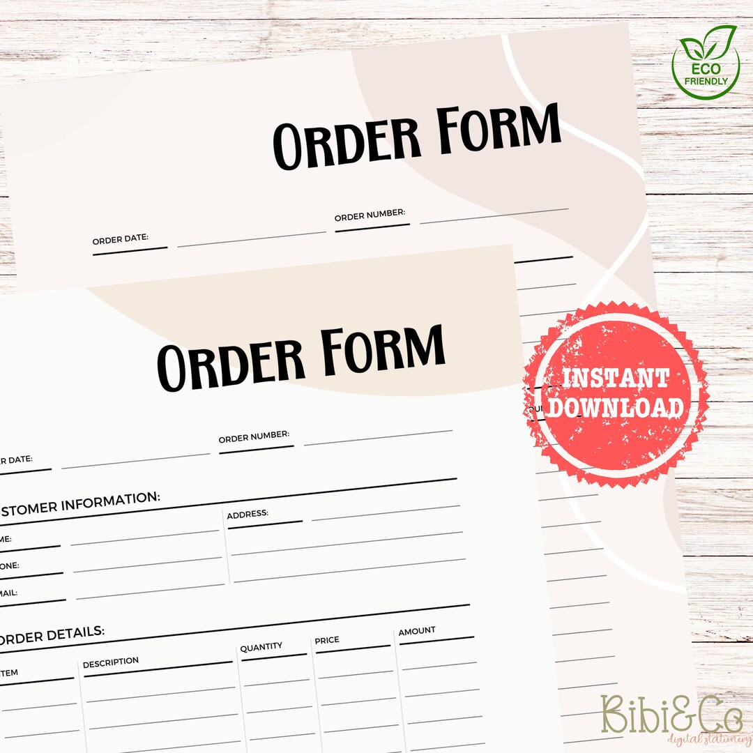 Printable Order Form, Editable Order Form, Small Business Order Form ...