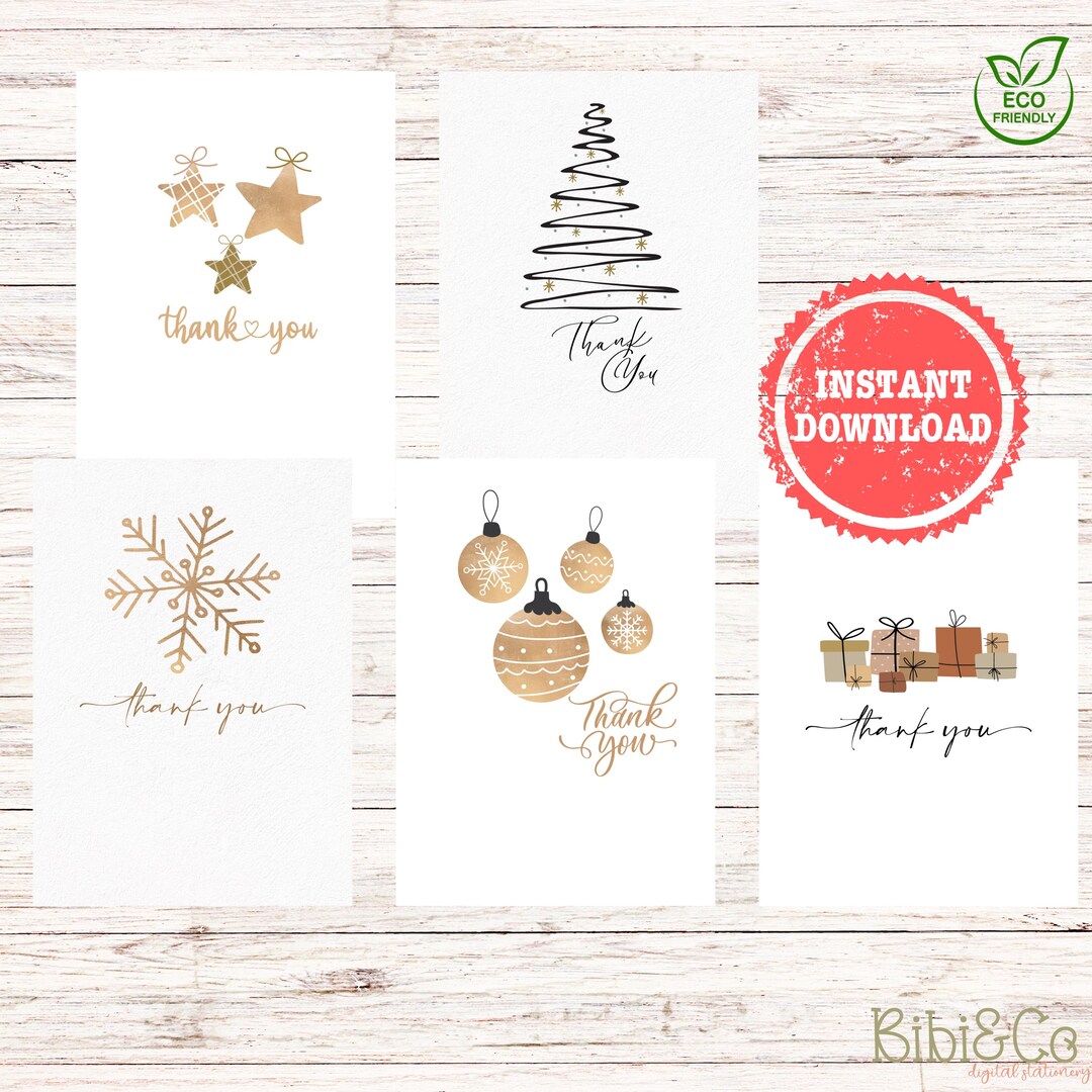 Printable Christmas & Holiday Thank You Cards Holiday Thank You Notes ...