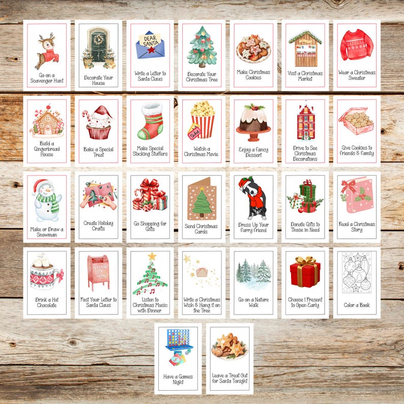 30 Christmas Activity Cards Advent Calendar Activities Family Fun ...