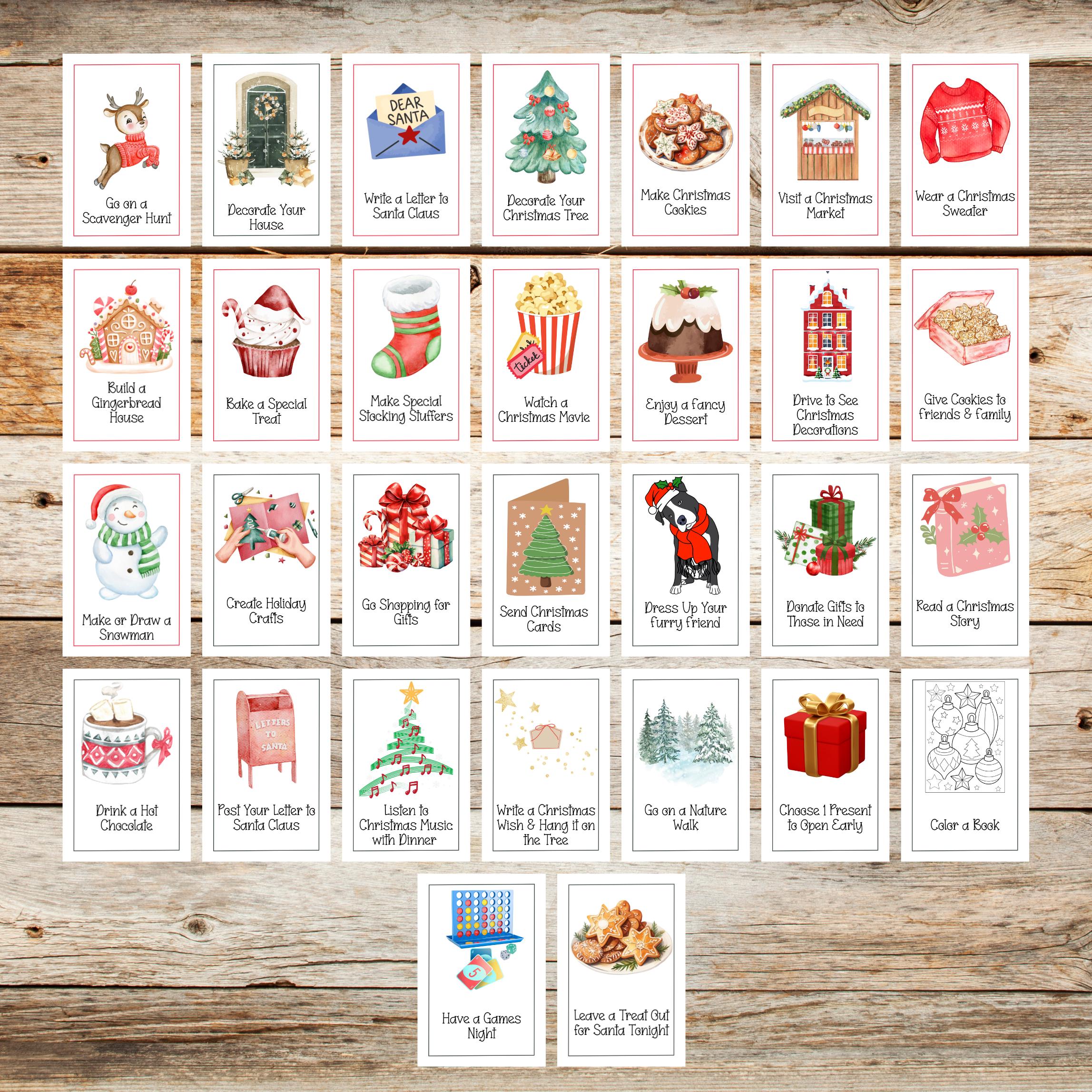 30 Christmas Activity Cards Advent Calendar Activities Family Fun ...