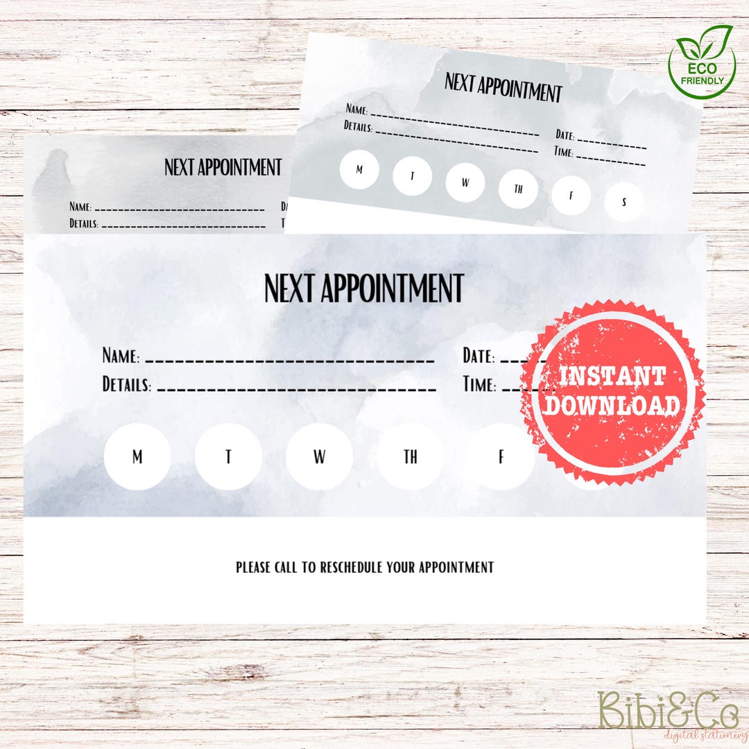 Appointment Card Printable, Grey Appointment Reminder Card, Modern ...