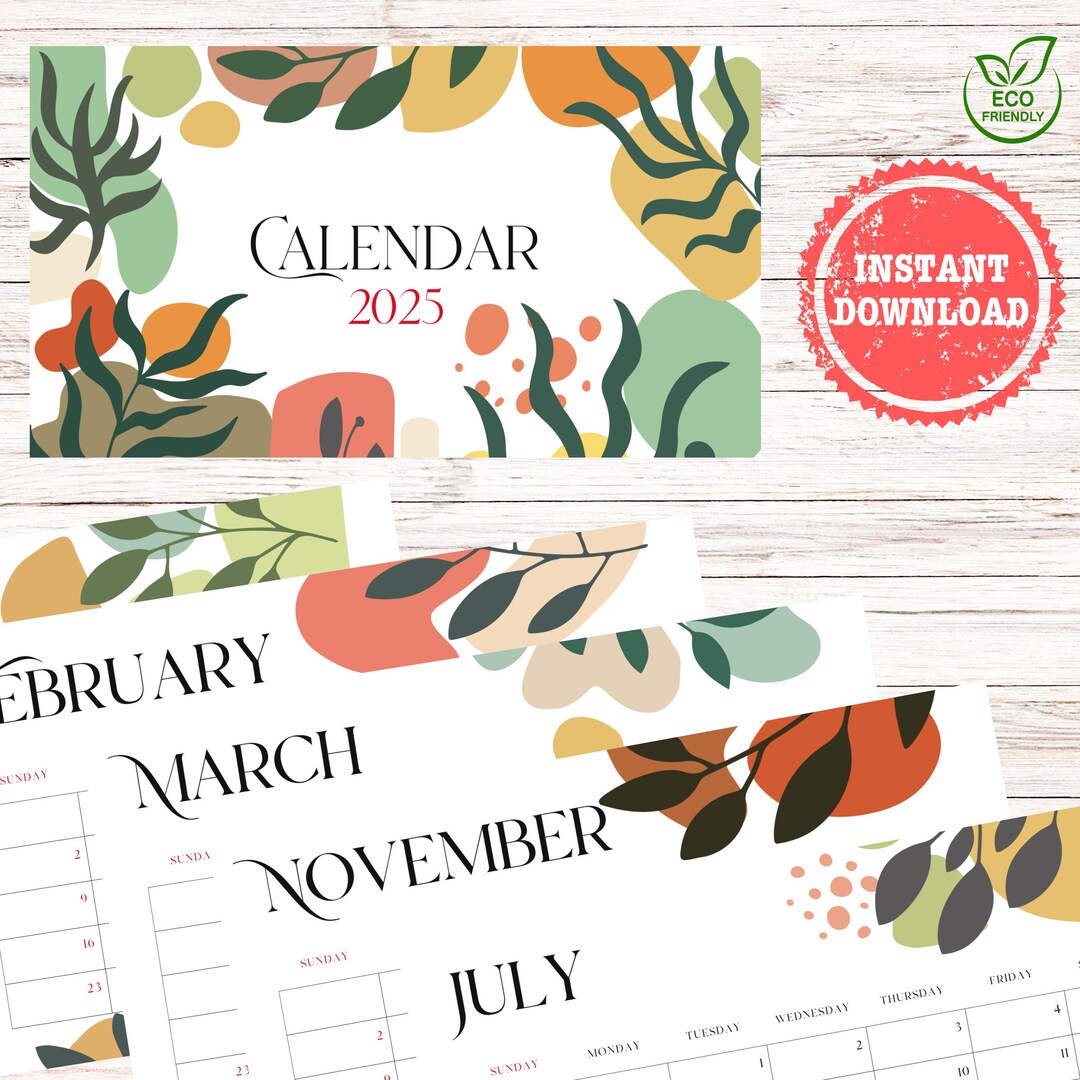 2025 Modern Abstract Botanical Desk Calendar Printable Modern Botanical ...