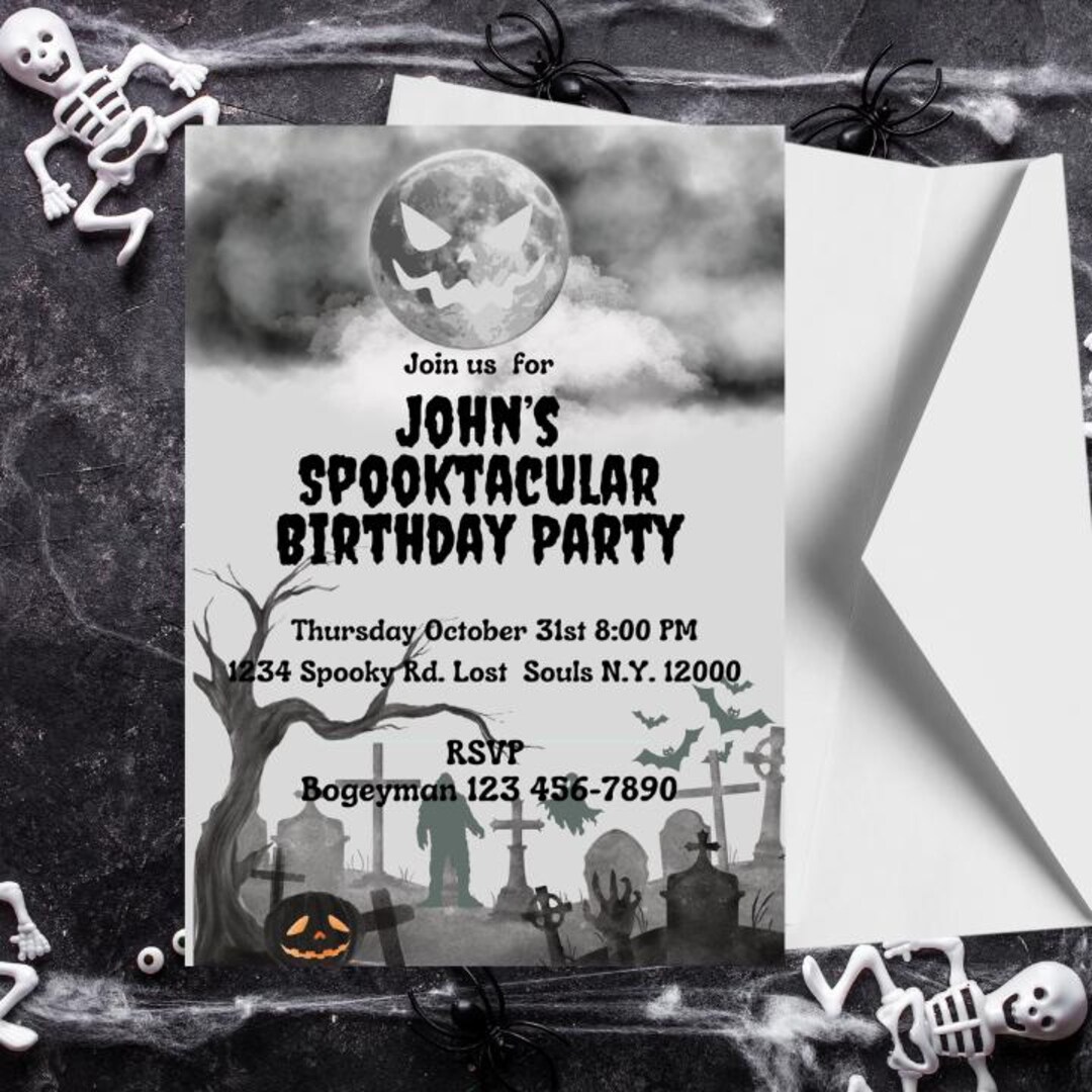 Spooktacular Birthday Invitation. Editable Template. Customizable ...