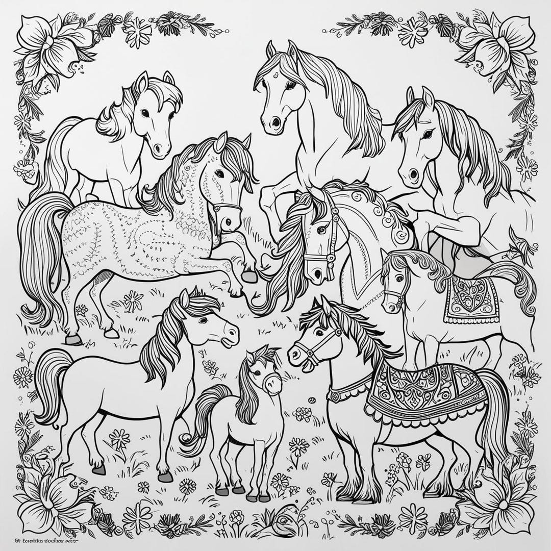 Coloring Book Images for Horse Lovers PNG Files Instant Download DIY ...