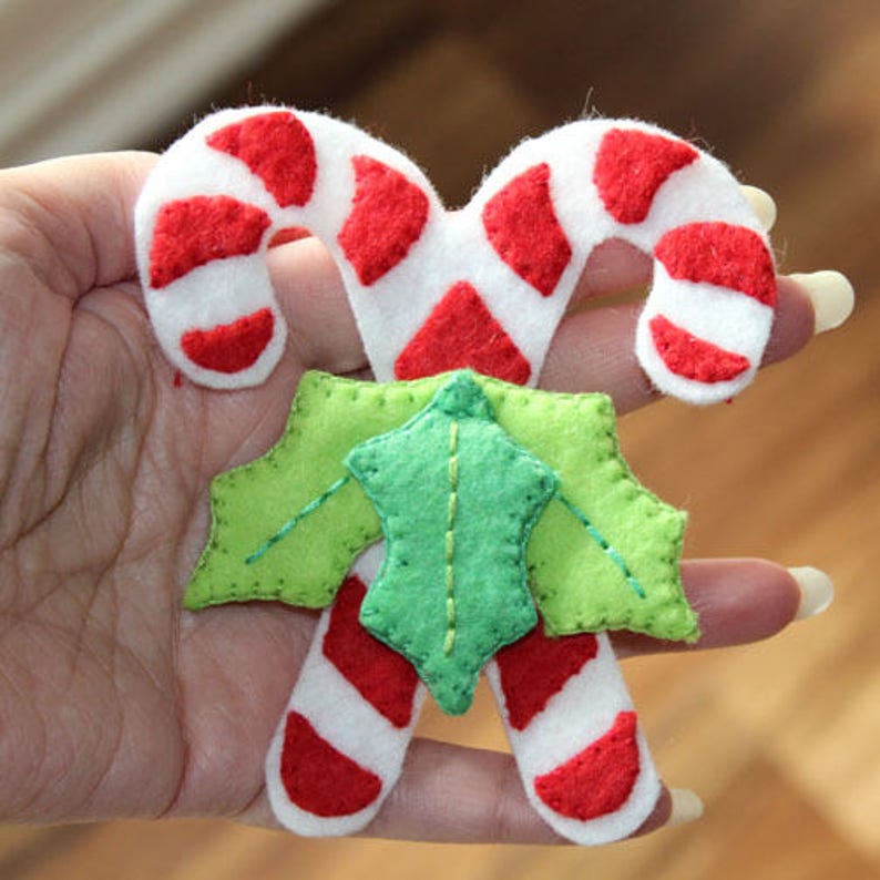 DIY PDF Candy Cane Christmas Felt Plush Sewing Pattern-candy Cane ...