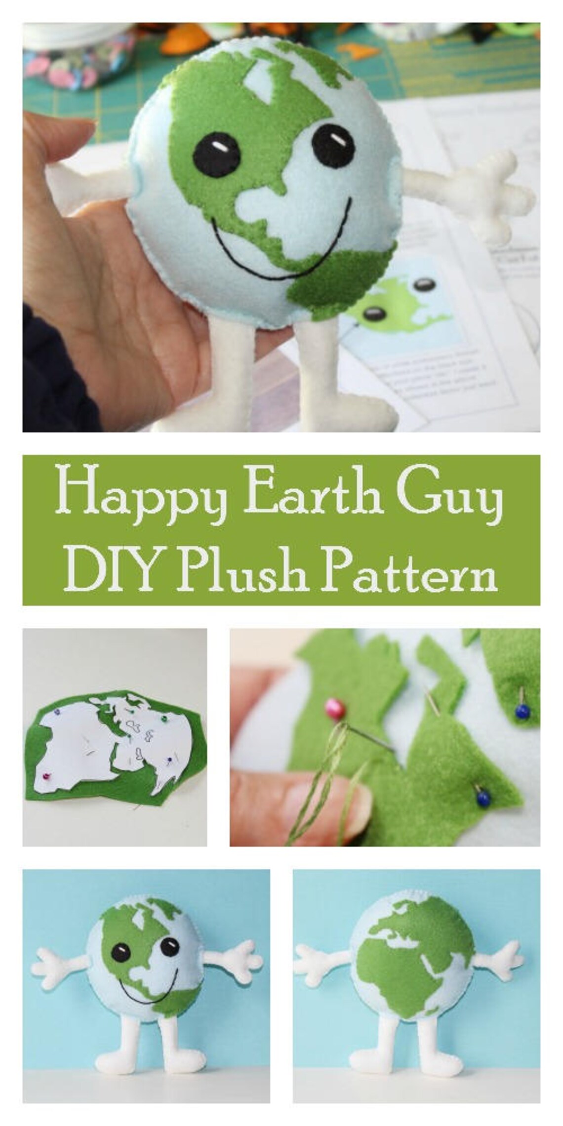 DIY PDF Happy Earth Guy/girl Felt Sewing Plush Pattern-instant | Etsy