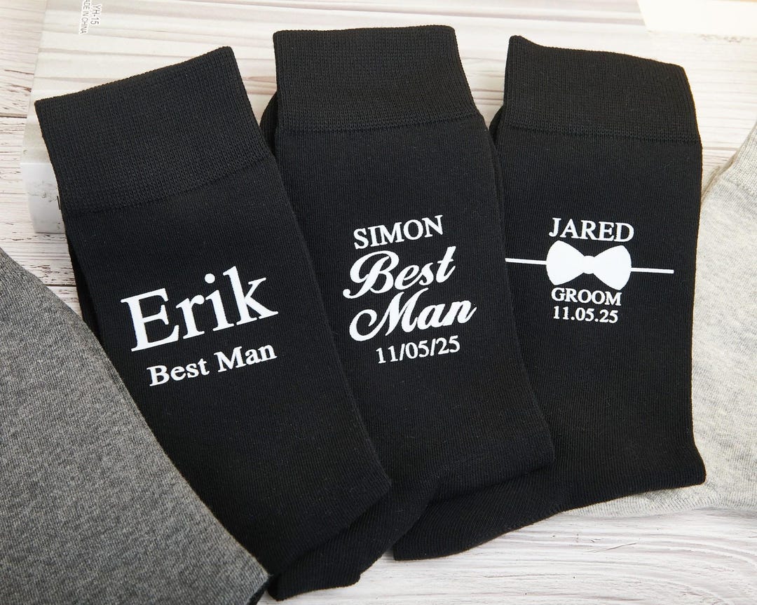 Mens Personalised Wedding Socks, Groom and Groomsman Socks, Socks for ...