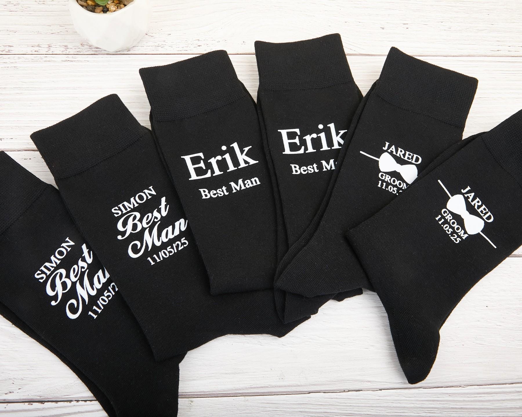 Custom Name Wedding Socks, Personalized Groomsmen Socks, Funny Groom ...