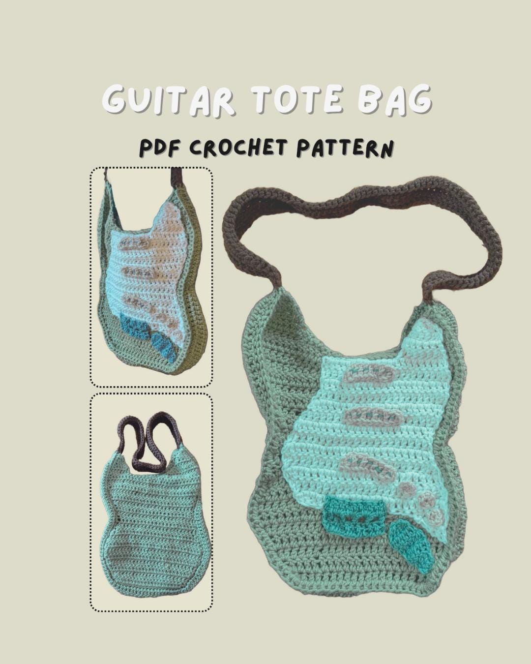 PDF Crochet Electric Guitar Tote Bag Pattern Easy Beginner Music Gift ...