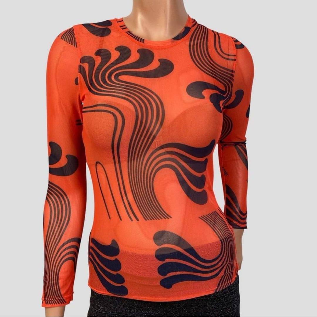 Y2K Dragon Tail Tribal Tattoo-inspiremesh Top Sz. S Grunge 90’s ...