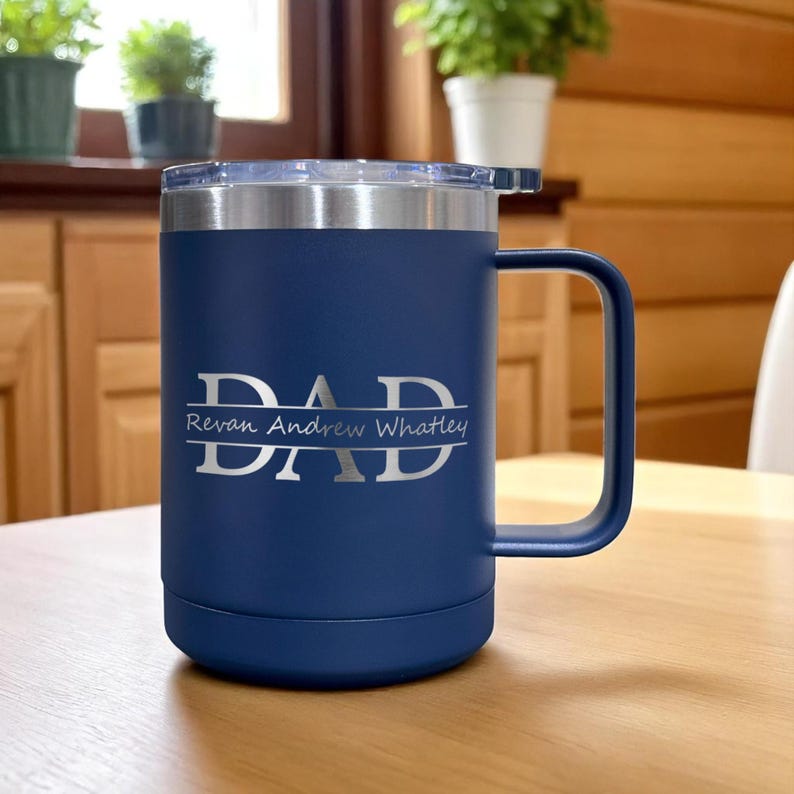 Personalized Coffee Mug for Dad: Laser Engraved Stainless Steel 15oz ...