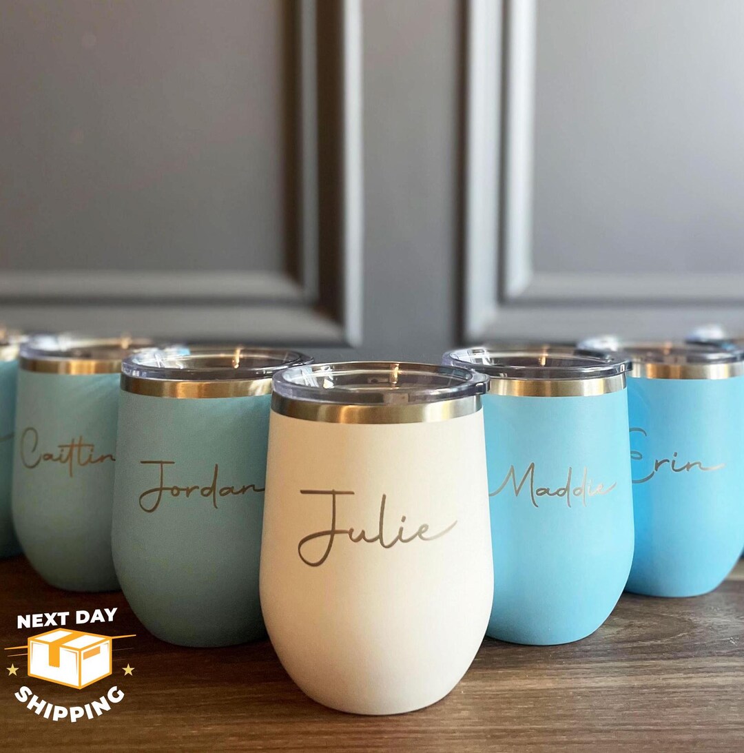 Custom Laser Engraved 12 Oz Wine Tumbler, Stainless Steel Wine Tumbler, Vacuum Insulated ...