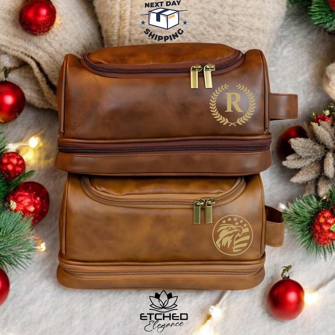 Personalized Travel Bag for Men, Custom Faux Leather Toiletry Bag ...