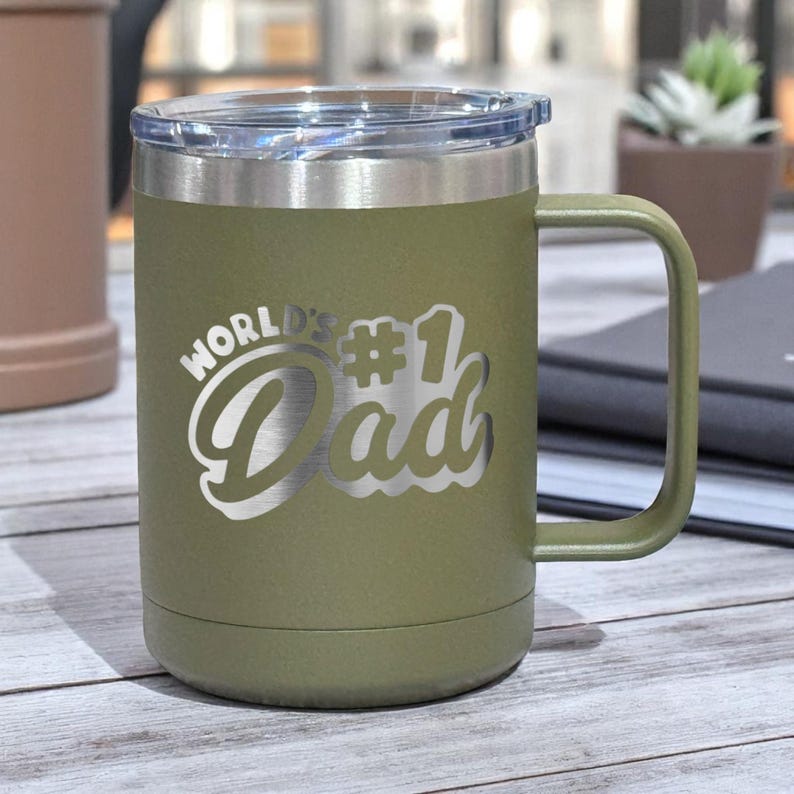 Personalized Coffee Mug for Dad: Laser Engraved Stainless Steel 15oz ...