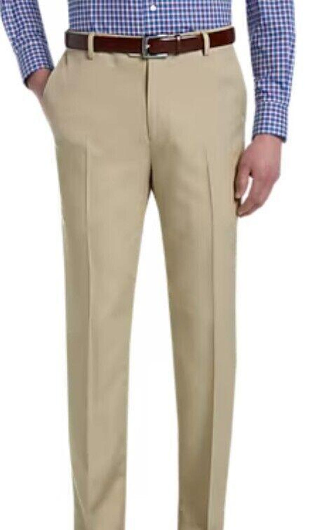 Jos A. Bank Traveler Performance Tailored Fit Flat Front Pants 36W/29L ...