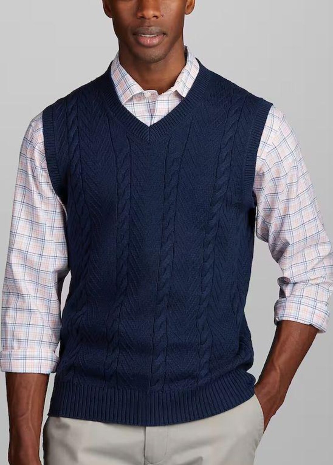 Jos. A. Bank Tailored Fit Cable Knit Sweater Vest Size:big 2X Colour ...