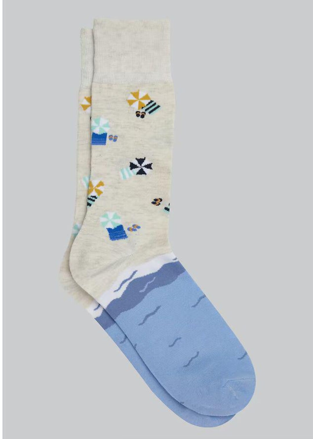 Jos A Bank Made to Matter Beach Scene Mid Calf Socks for Men, Oatmeal ...