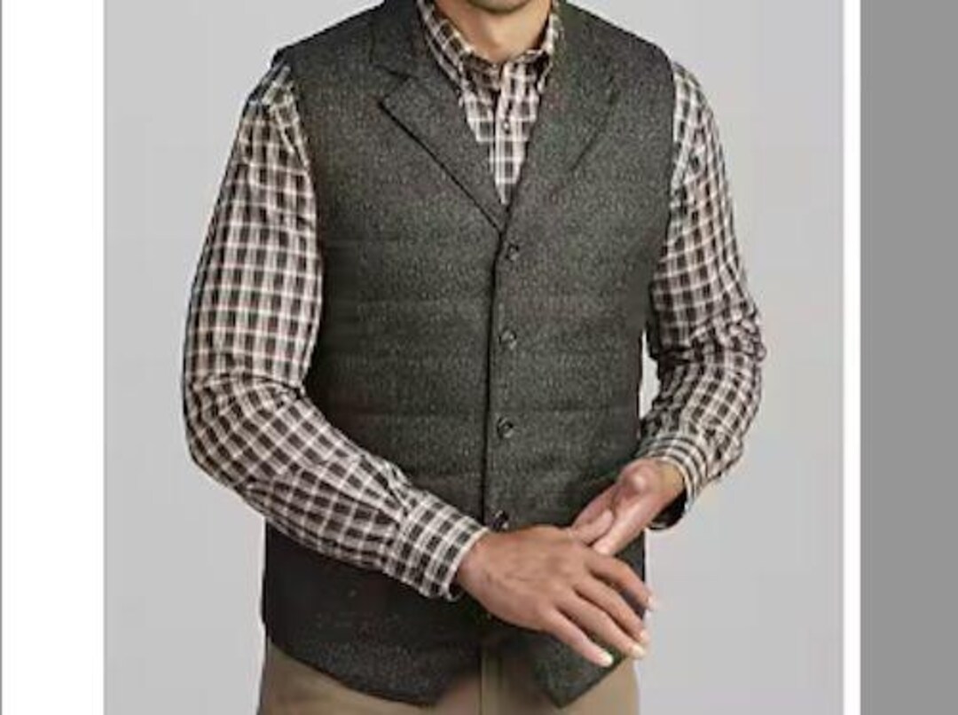 Jos. A. Bank Tailored Fit Light Puff Point Vest Size:xl Colour - Brown ...