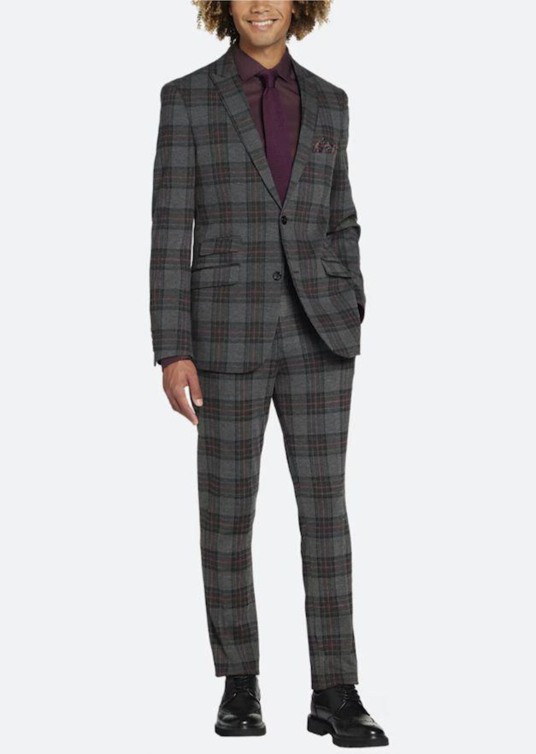 Paisley & Gray Slim Fit Peak Lapel Tartan Plaid Suit Separates Jacket ...