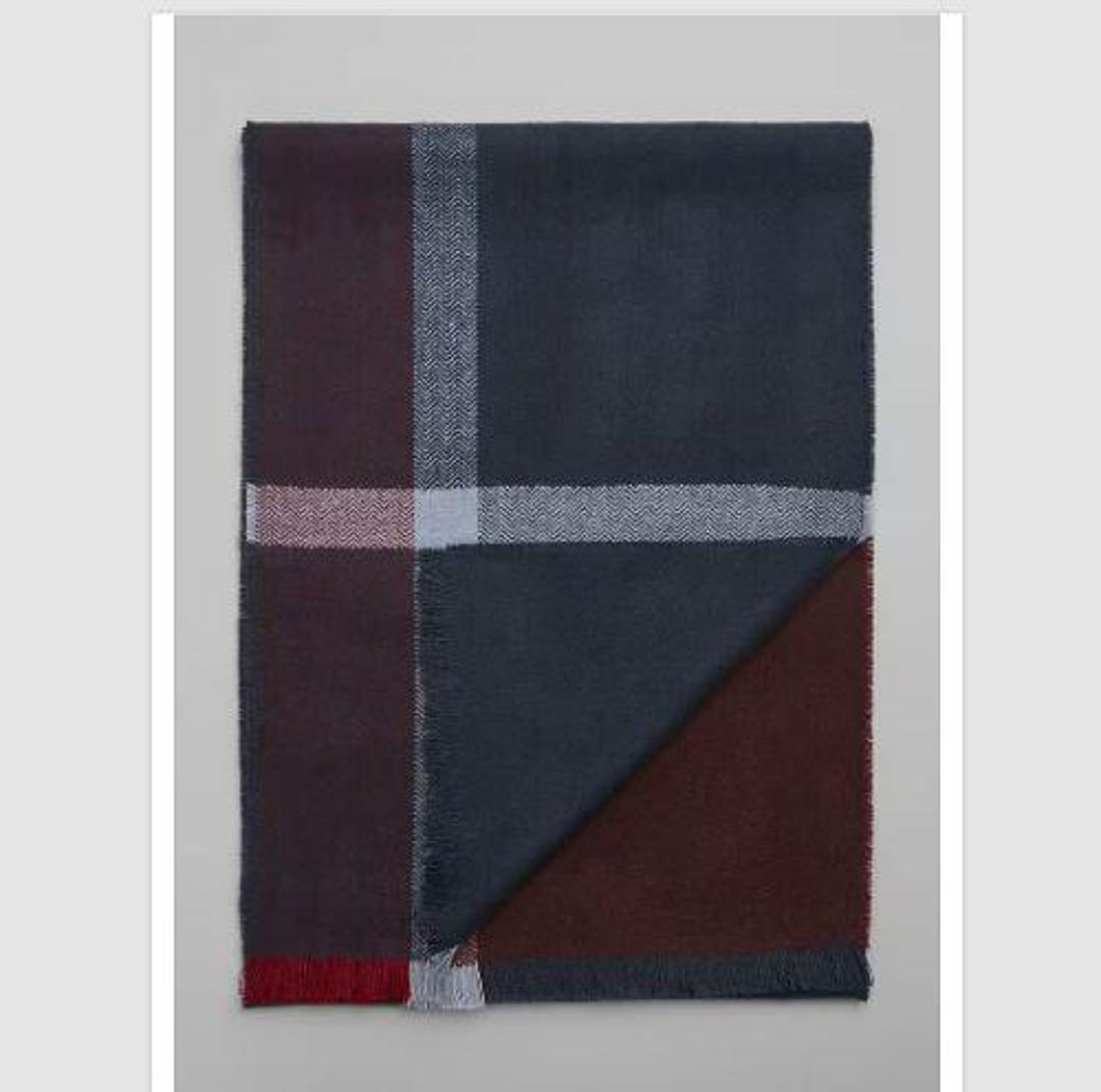 Jos. A. Bank Plaid Scarf in Navy for Men - Luxurious Softness, Classic ...
