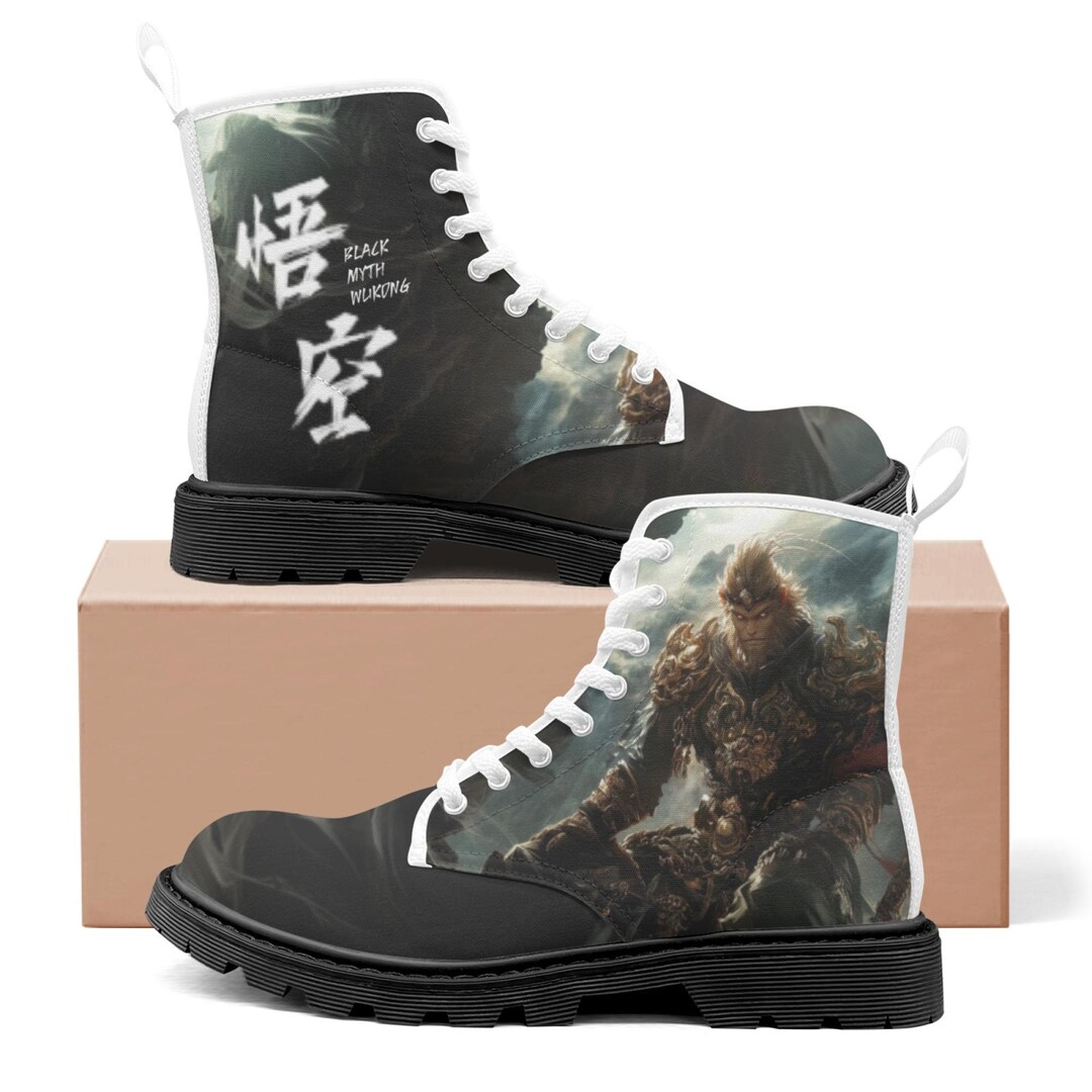 Black Myth Wukong Journey to the West Unisex Canvas Martin Boots ...