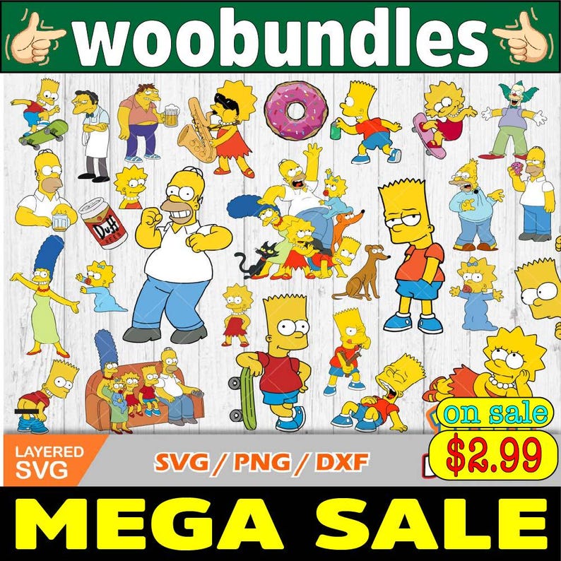 Simpsons Clip Art Bundle, Simpsons Svg Cut Files for Cricut, Silhouette ...