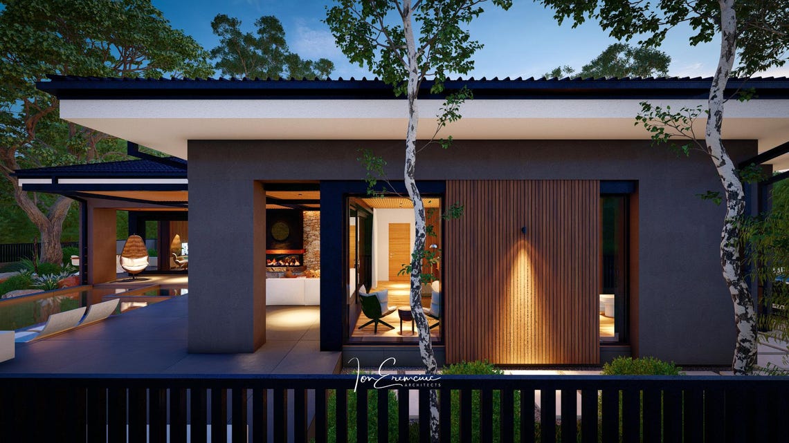 3 Bedrooms, Modern, Modular Prefab. House With Exterior Seating Area ...