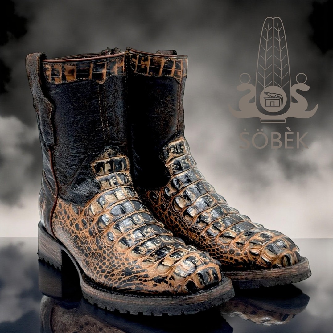 Alligator Hornback Leather Cowboy Boots, Handmade Goodyear Welt, Men's ...