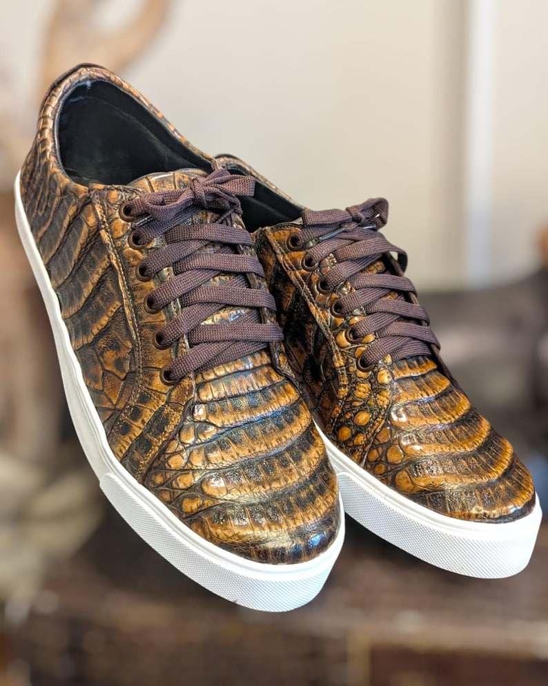 Sobek's Copper Lace up Alligator Leather Sneakers - Etsy
