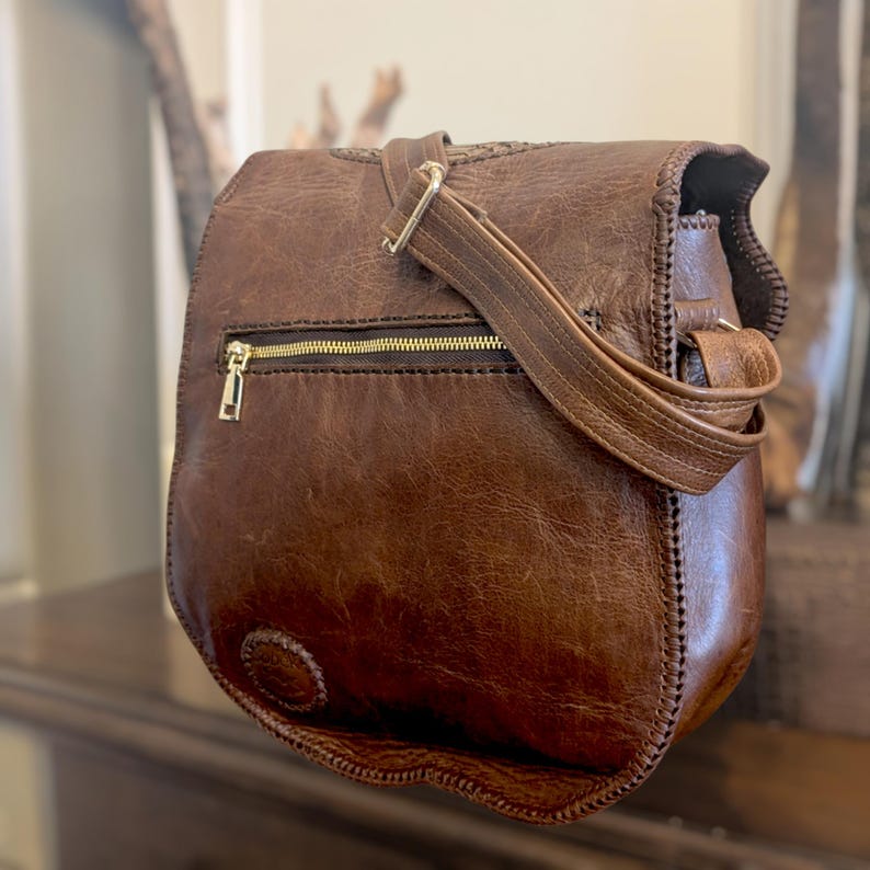 Bohemian Armadillo Shell Snakeskin Flap Artisan Whipstitch Leather Bag ...
