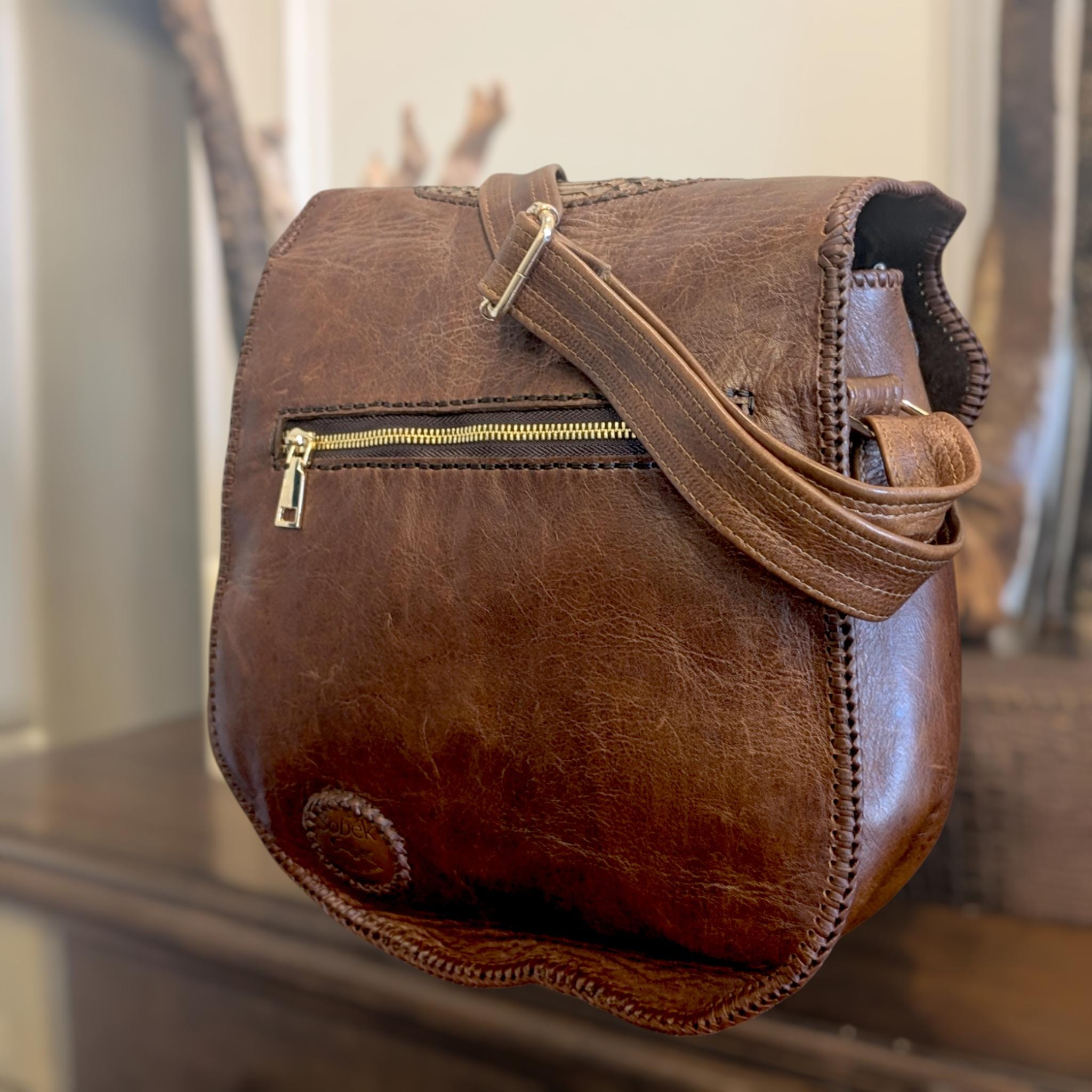 Bohemian Armadillo Shell Snakeskin Flap Artisan Whipstitch Leather Bag ...