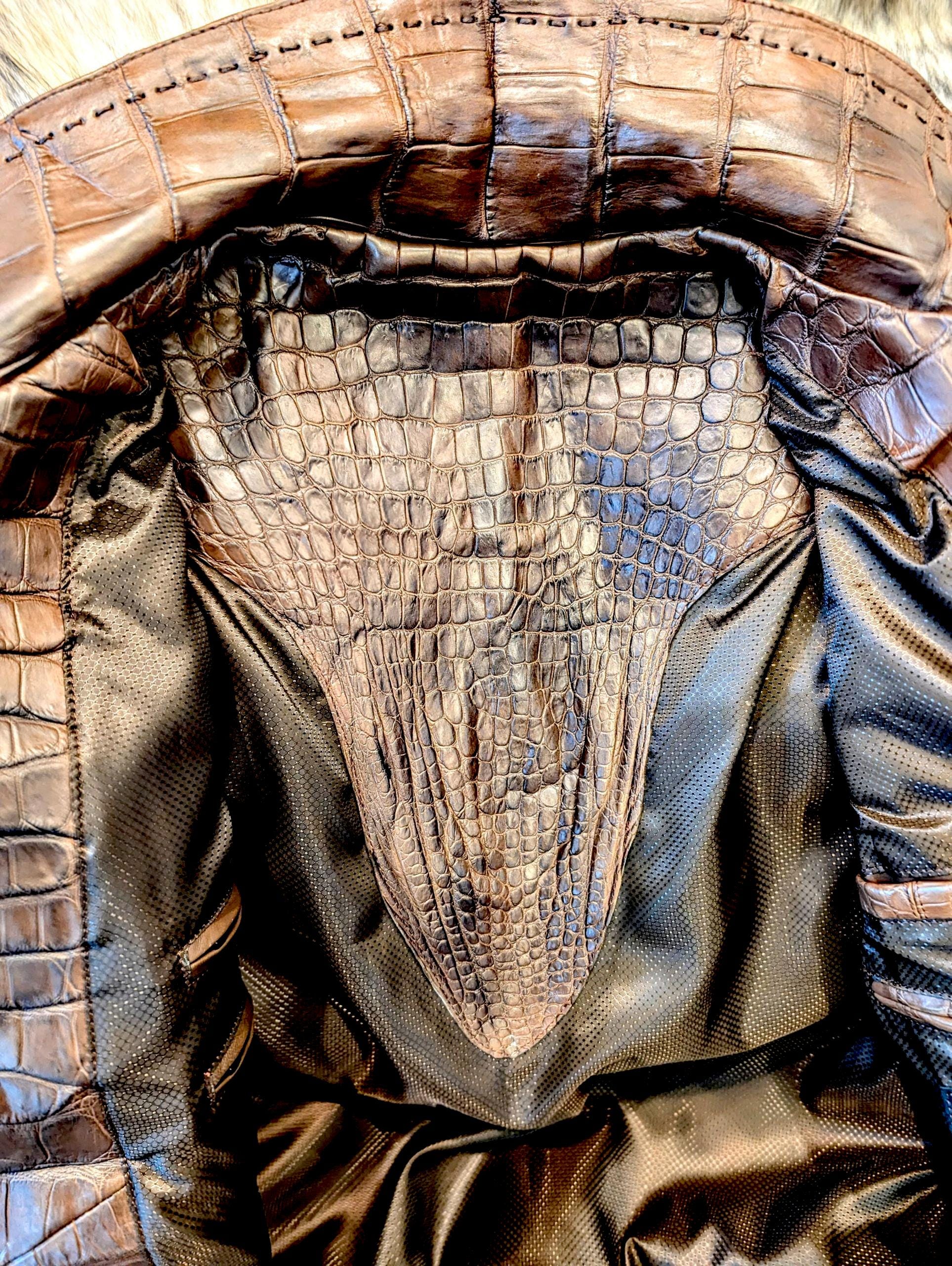 Handmade Alligator Leather Biker Jacket - Sobek - Men's XL, Luxury ...