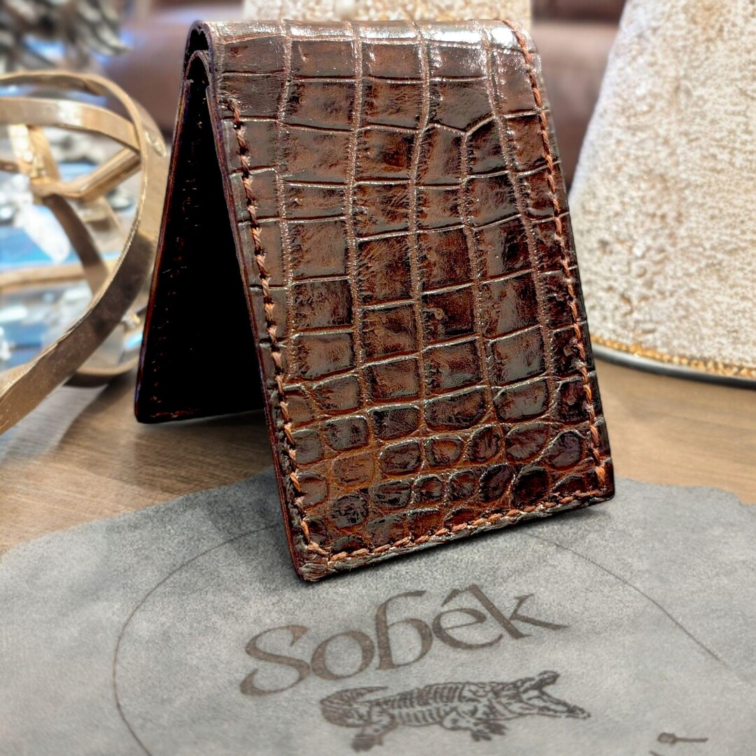 Men's Alligator Leather Wallet, Gift for Him, Slim Profile Handmade ...